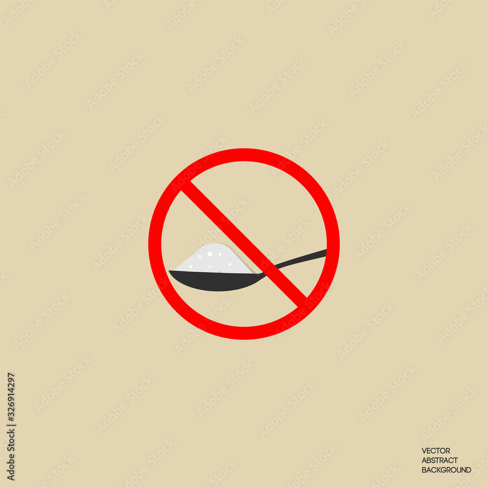 Vector de Stock The spoon is crossed out. Do not add salt or sugar to ...