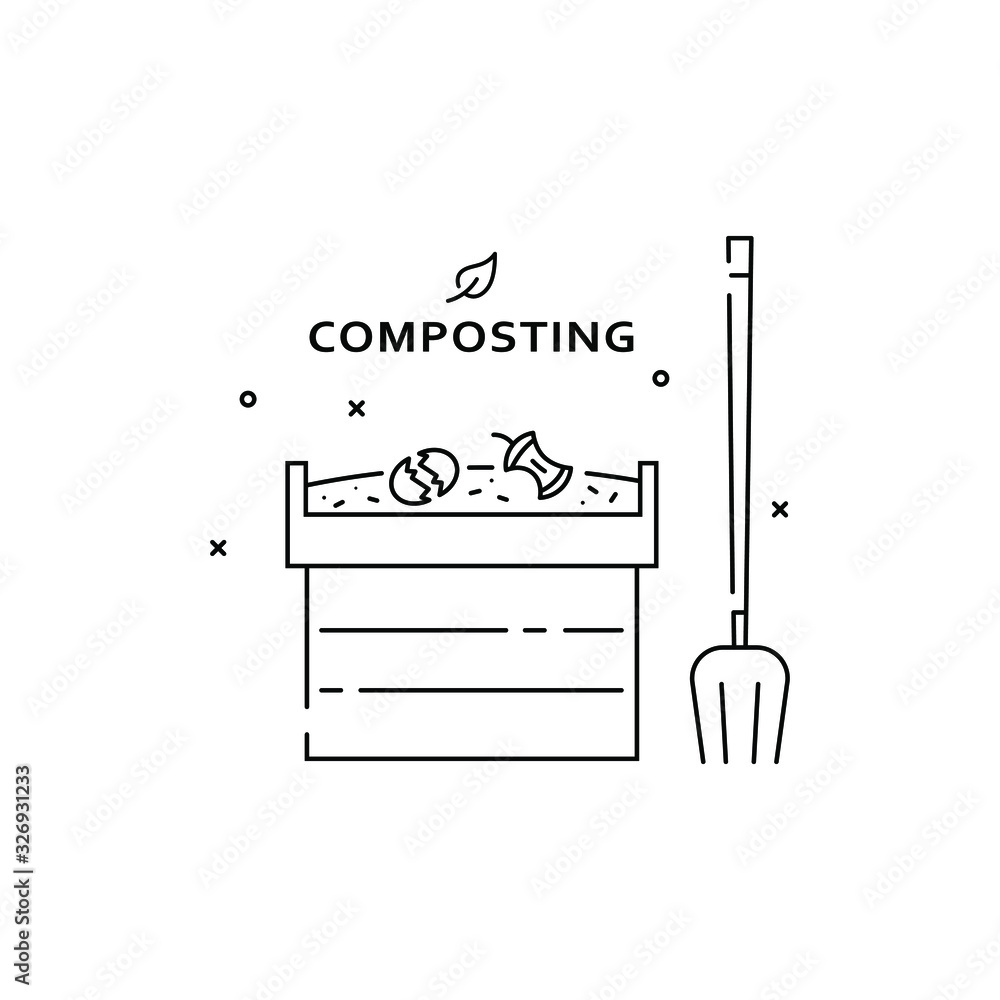 Composting line icon isolated on white background. Compost and ...
