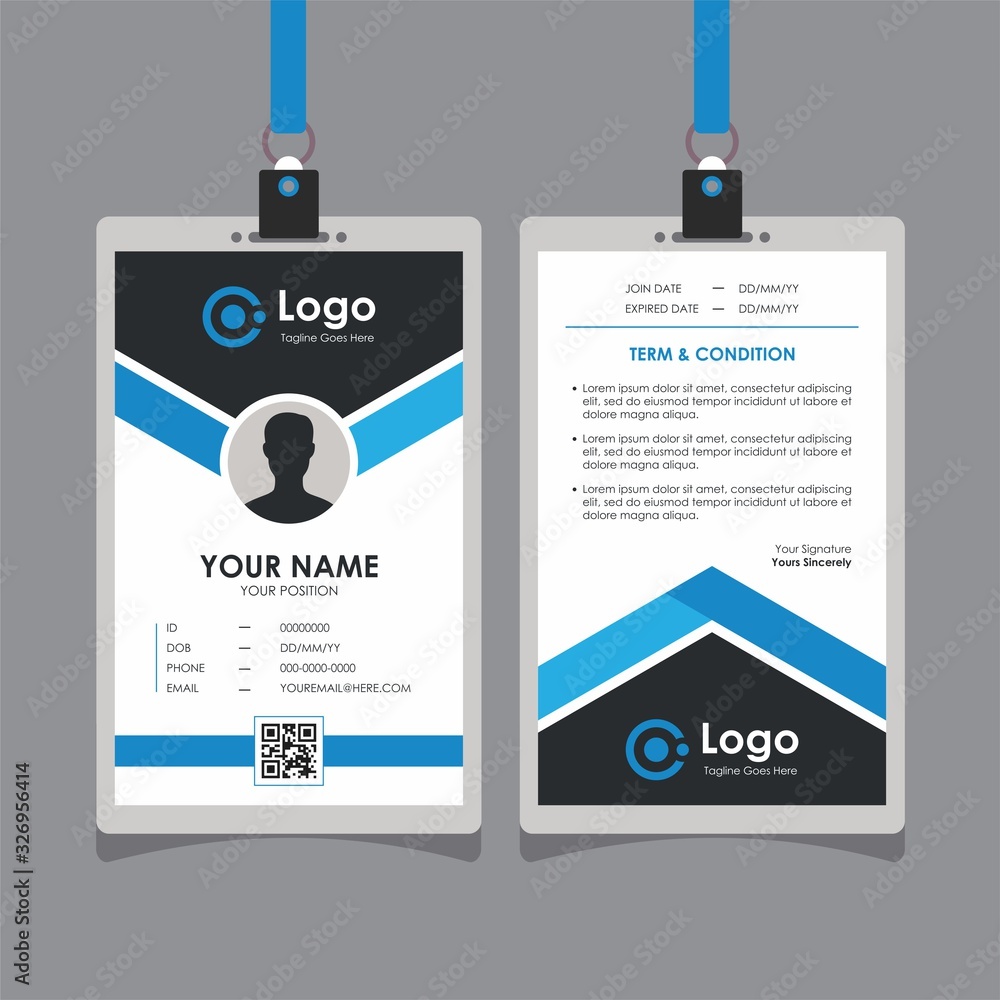 Simple Clean Geometric Blue Id Card Design, Professional Identity Card ...