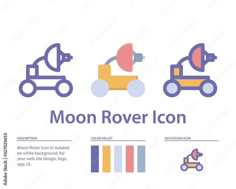moon rover icon in isolated on white background. for your web site ...