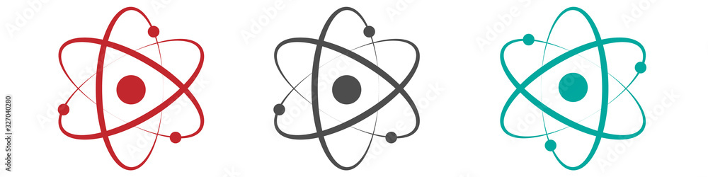 Atom icon in flat design. Set molecule symbol or atom symbol isolated ...