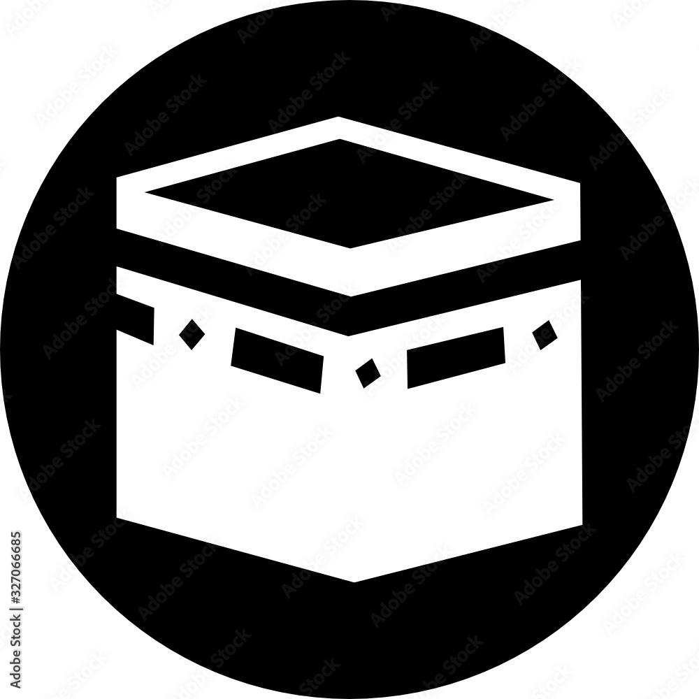 Kaaba in Mecca in black circle icon for Hajj and Ramadan or Eid ...