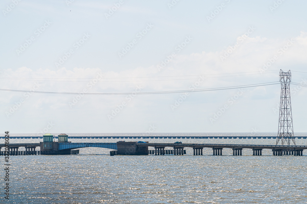 Slidell, USA highway road bridge with traffic near New Orleans with ...