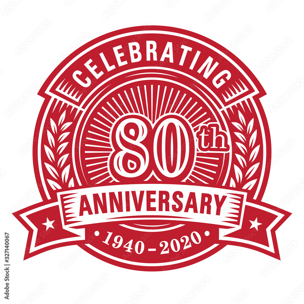 80 years of celebrations design template. 80th anniversary logo. Vector ...