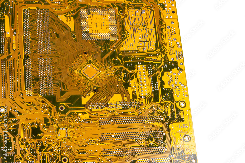 Huge green yellow complex advanced electrical circuit board background ...