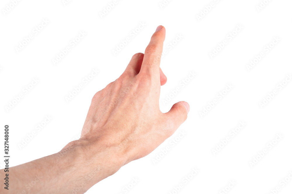 Human finger pointing up, pressing, tapping screen natural gesture ...