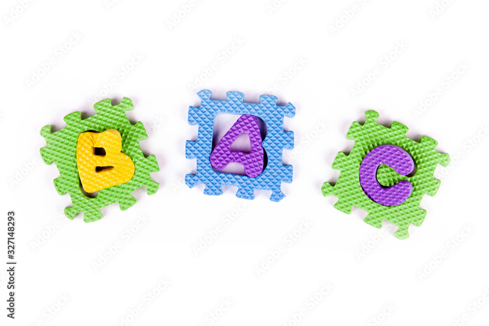 Misplaced simple ABC letters, alphabet toy letters in wrong places ...