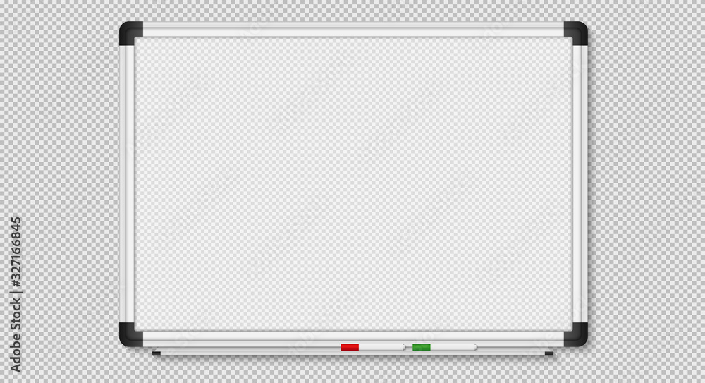 Empty white marker board on transparent background. Realistic office ...