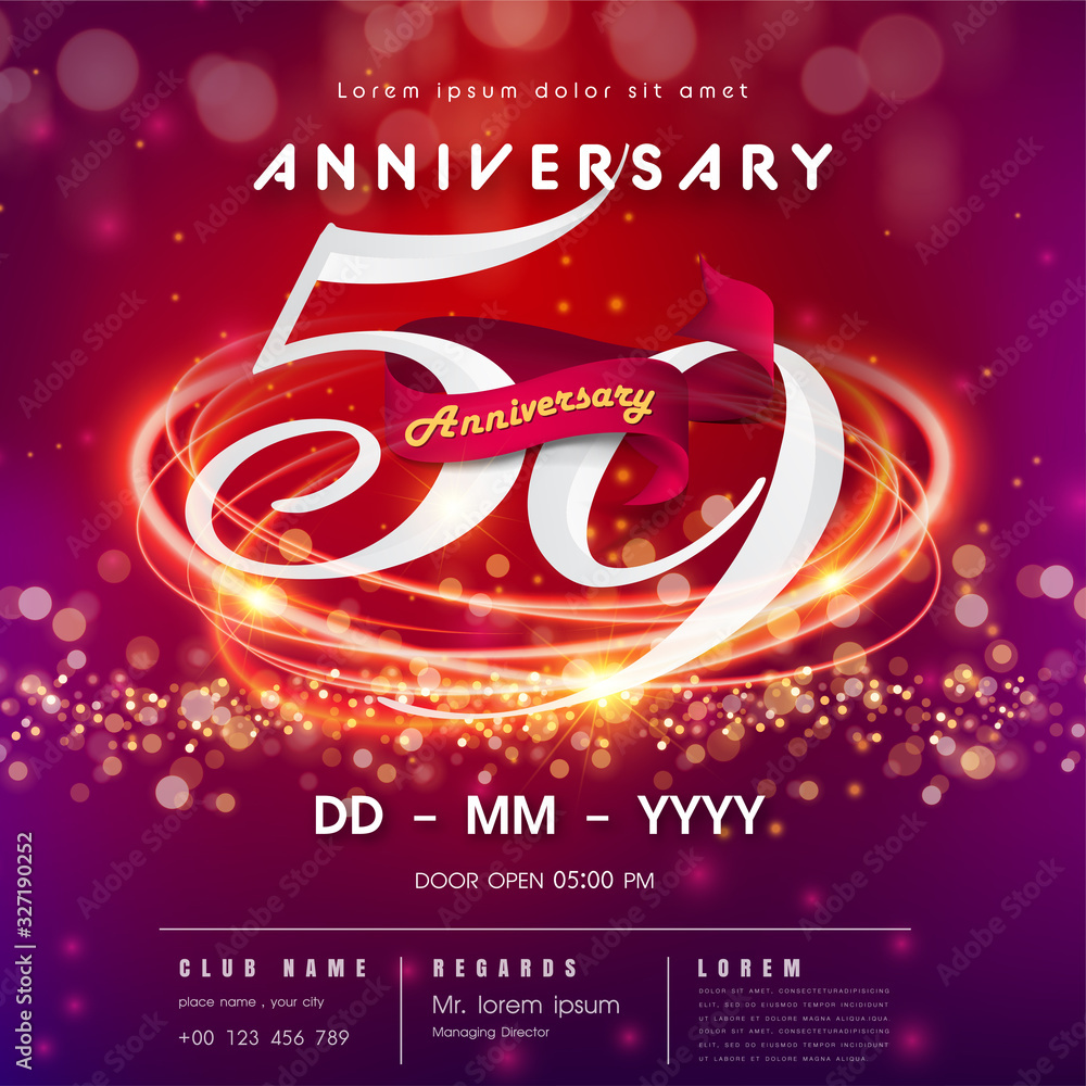 Image vectorielle Stock 59 years anniversary logo template on red and ...