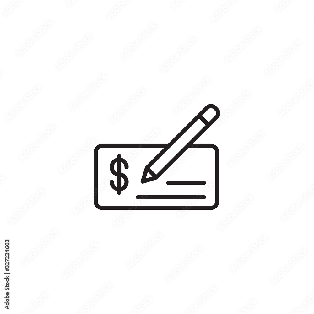 Vector illustration of bank check with golden pen and signature. Cheque ...