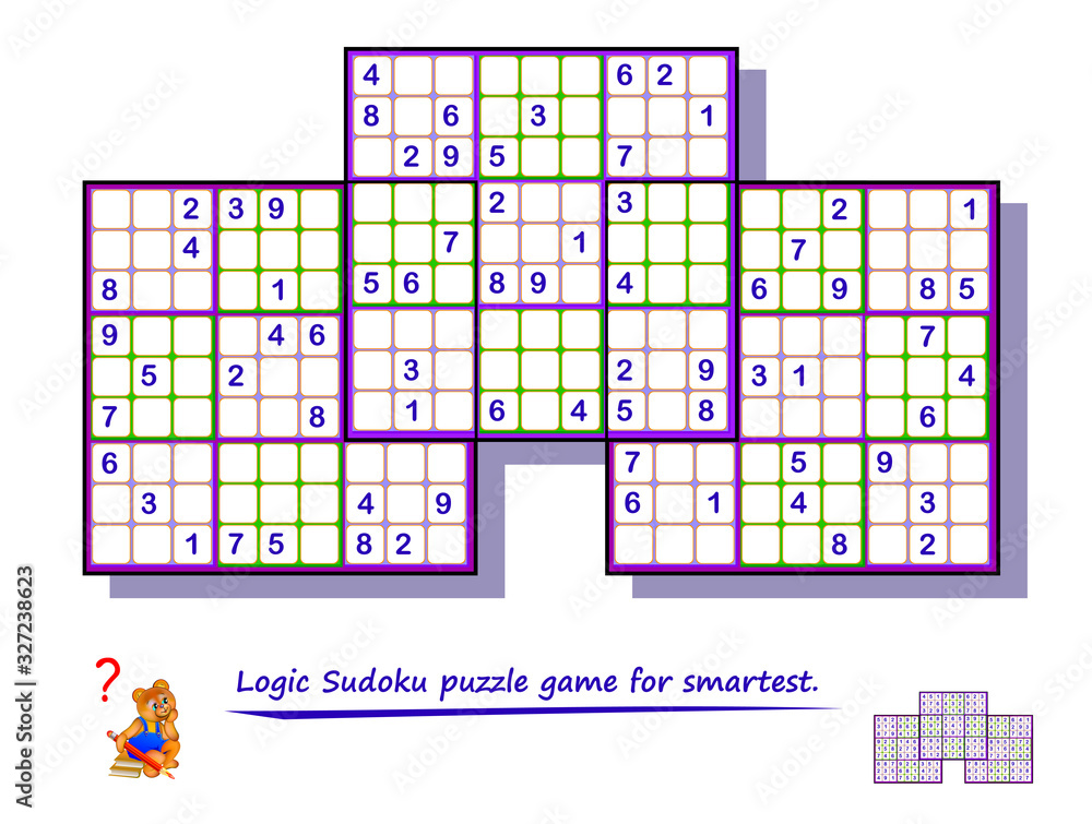 Logic Sudoku game for children and adults. Big size puzzle with 3 ...