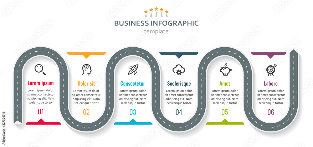 Vector Infographic design with icons and 6 options or steps ...