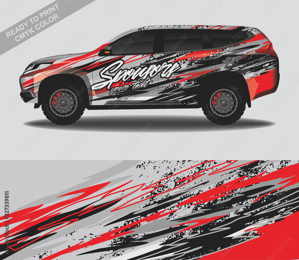 Car wrap decal design vector, custom livery race rally car vehicle ...