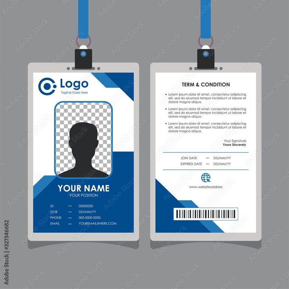 Abstract Simple Geometric Blue Id Card Design, Professional Identity ...
