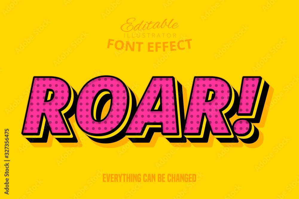 Roar! text, editable font effect Stock Vector | Adobe Stock