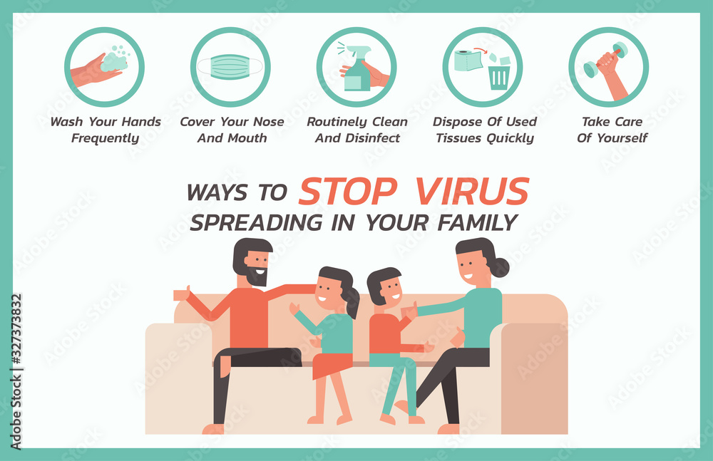 Vetor ways to stop virus spreading in your family infographic ...
