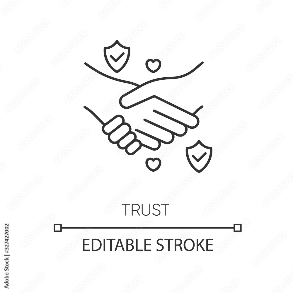 Trust pixel perfect linear icon. Thin line customizable illustration ...