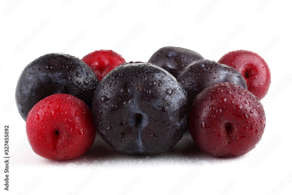 Red and black plums Stock Photo | Adobe Stock