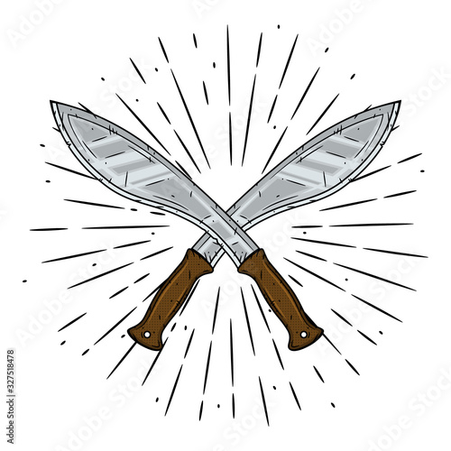 Crossed machetes. Hand drawn vector illustration with a crossed ...