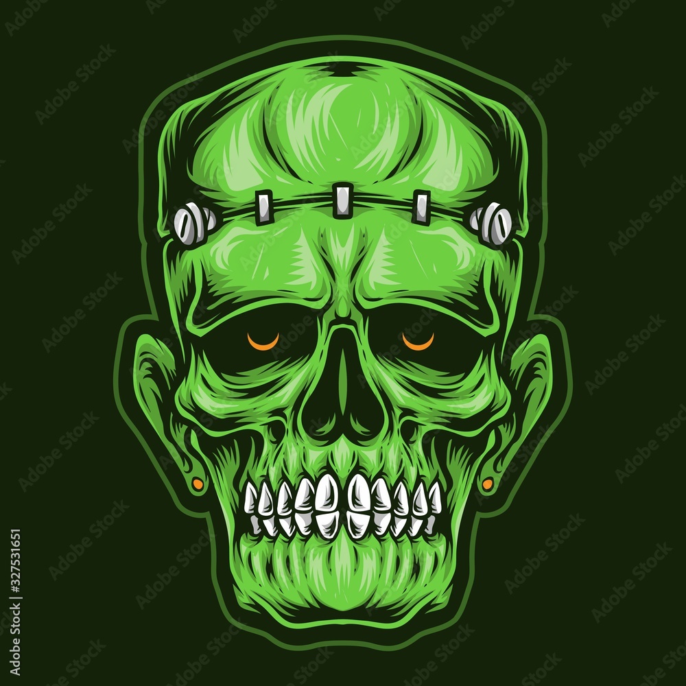 skull frankenstein head vector logo Stock Vector | Adobe Stock
