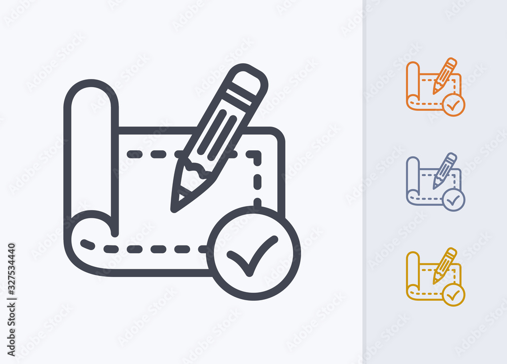 Plans And Checkmark - Pastel Stroke Icons Stock Vector | Adobe Stock