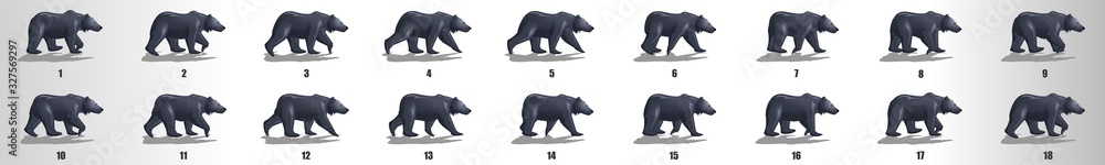 Bear Walk cycle animation frames, loop animation sequence sprite sheet 素材庫向量圖 | Adobe Stock