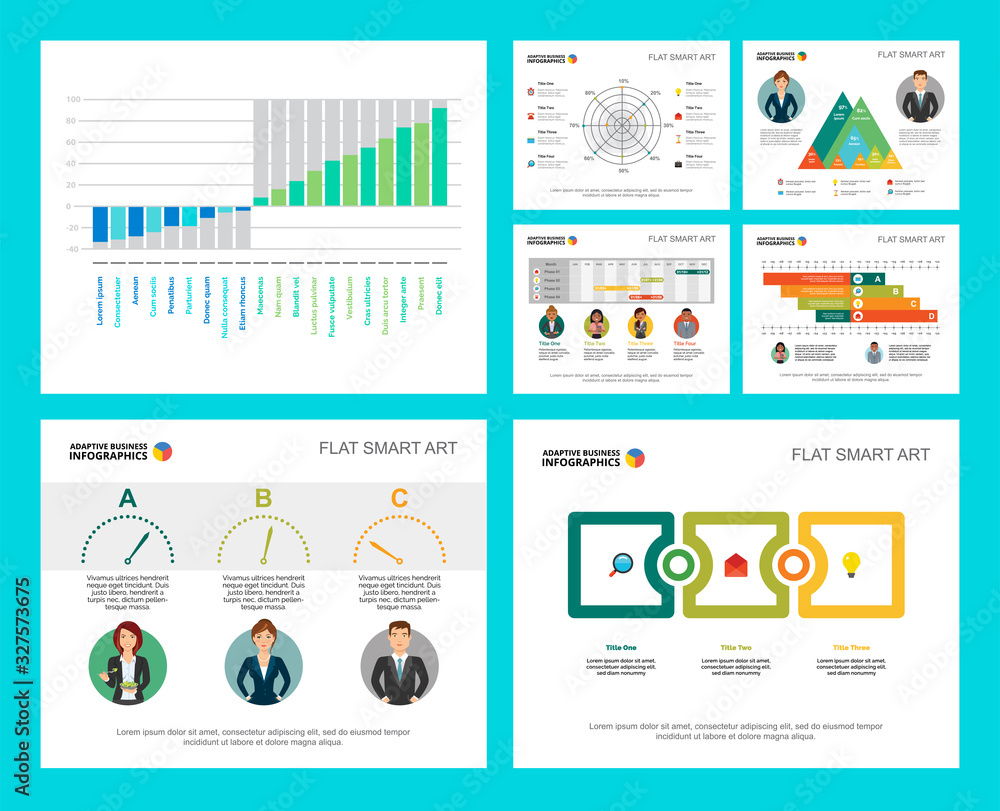 Colorful diagrams set for presentation slide templates. Business design ...