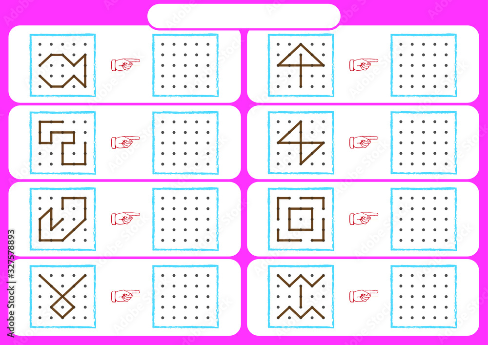 worksheet for preschool kids, Dot to dot copy practice, copy the shapes ...