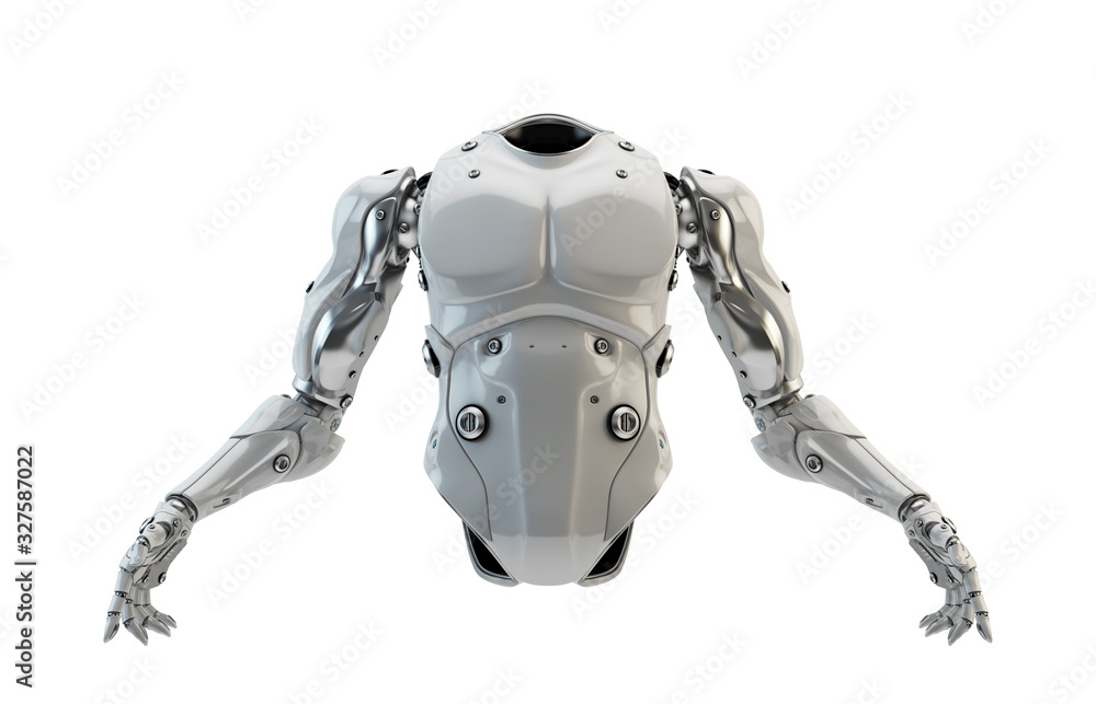 Robot torso with hands for replacement, 3d rendering isolated on white ...