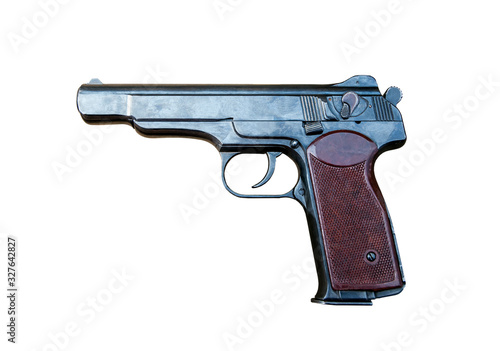 automatic pistol side view isolated on white background Stock Photo ...