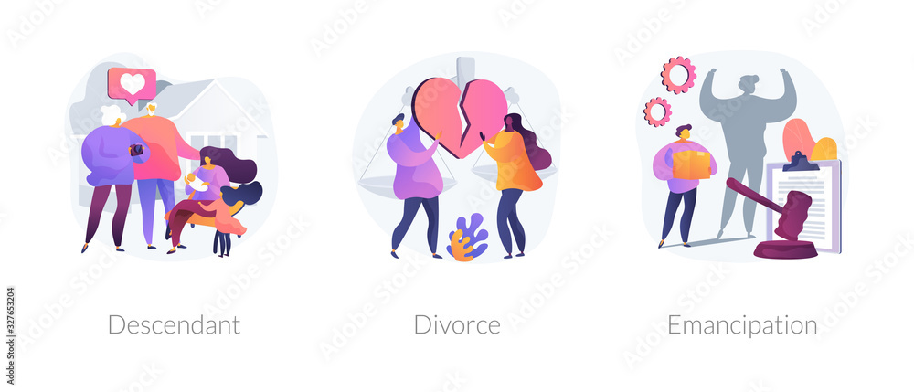 Vetor Society issues metaphors. Descendant, divorce, emancipation ...