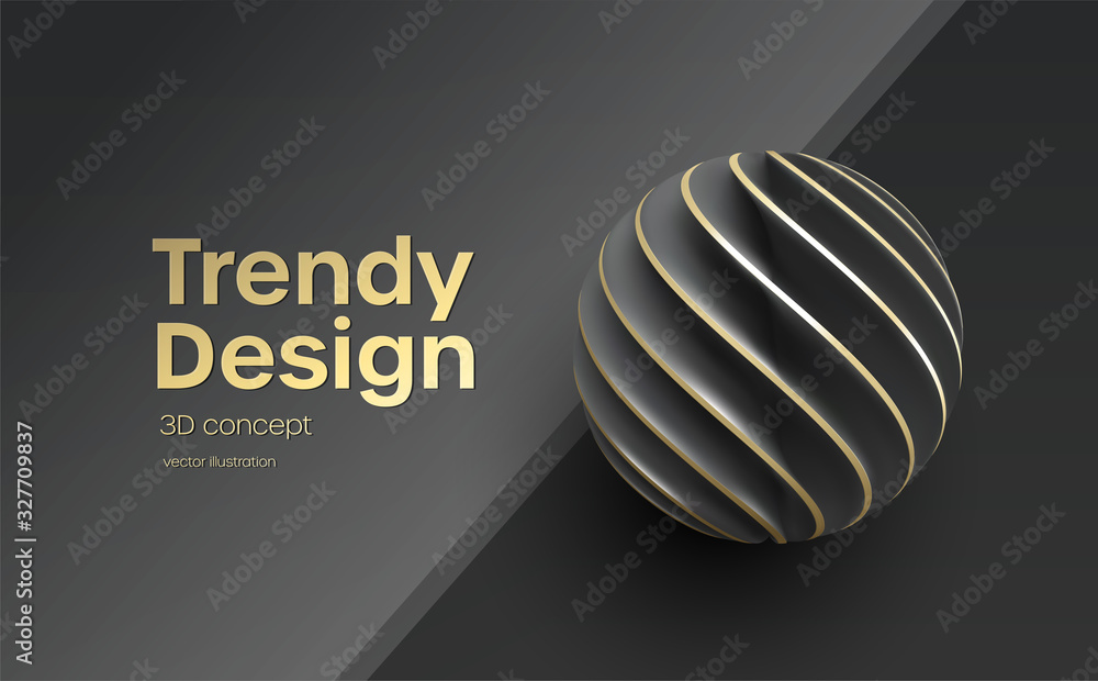 Black Paper cut 3d realistic layered sphere. Concept design element for ...