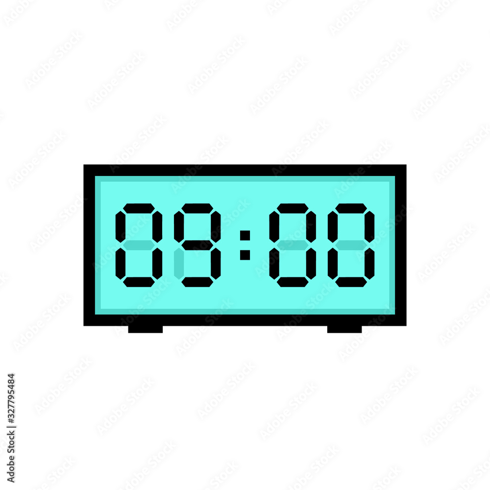 Digital alarm clock displaying 9:00 o'clock. Clipart image isolated on ...