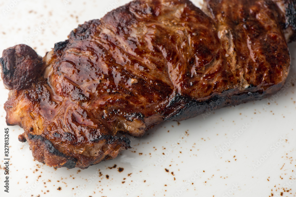 Steak. Grade A, grass fed angus beef. Traditional classic New York ...