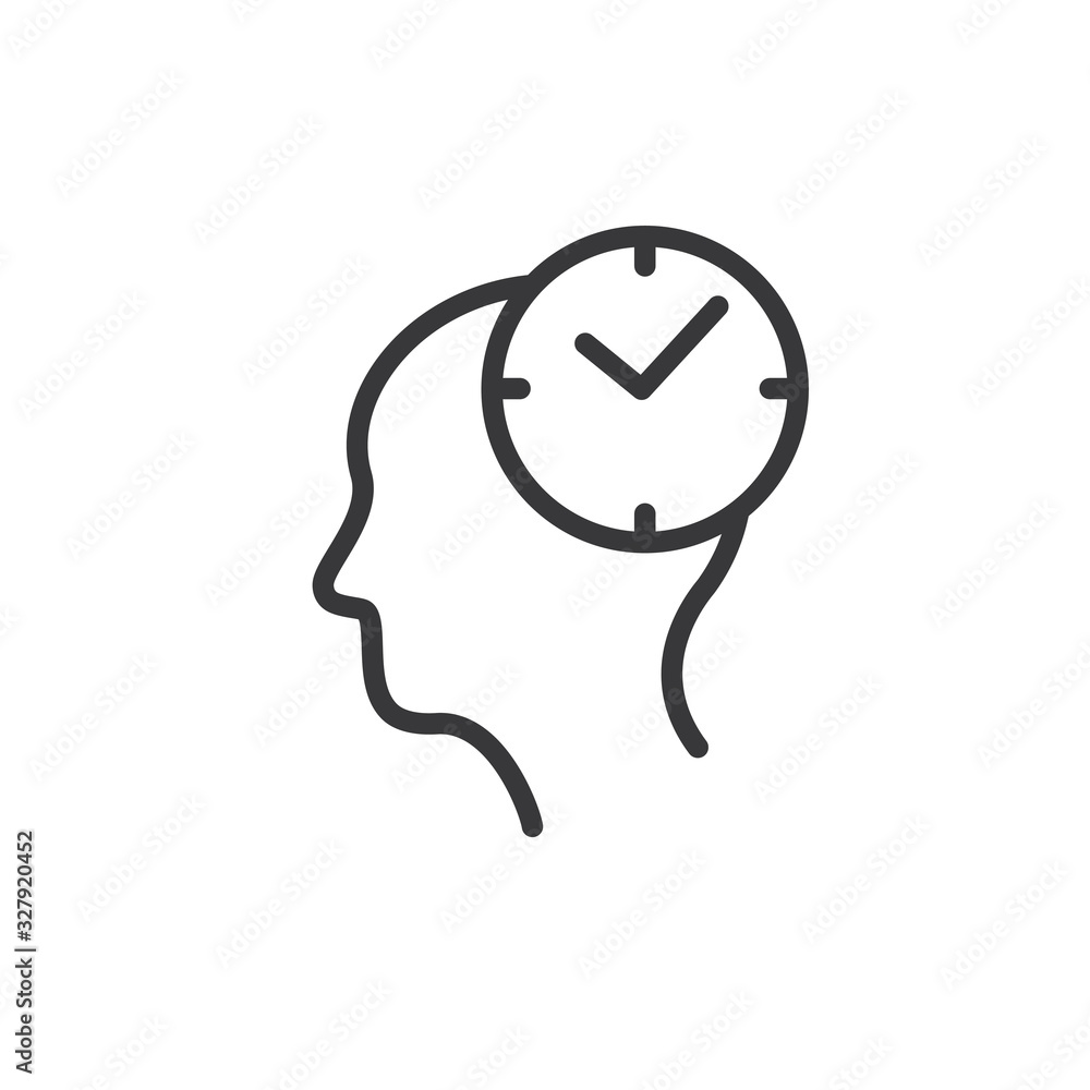 Human, brain, time icon. Simple thin line, outline vector of Mind ...