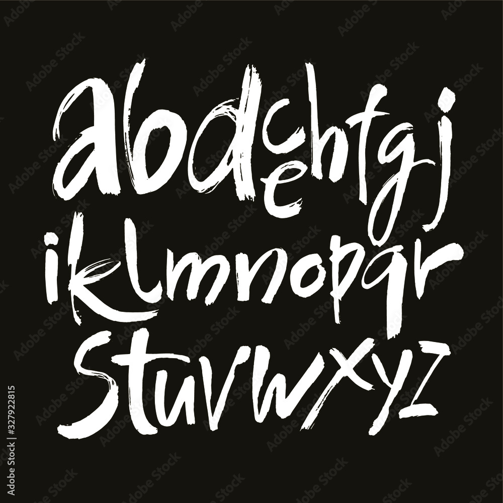 Vector Acrylic Brush Style Hand Drawn Alphabet Font. Calligraphy ...