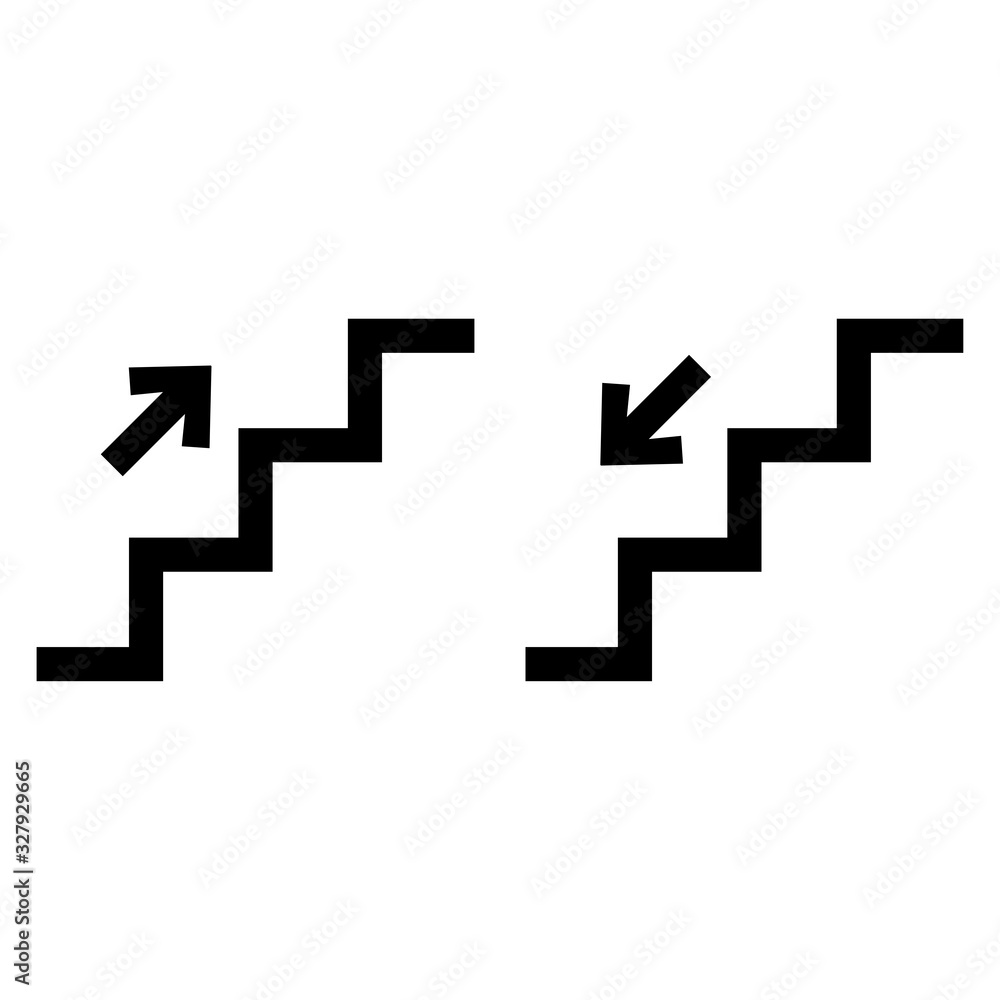 Стоковий вектор Stairs up and stairs down symbol set. Stairs icon ...
