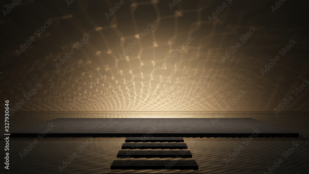 Interior Water Pool with Caustic Flare Pattern on Wall and island ...