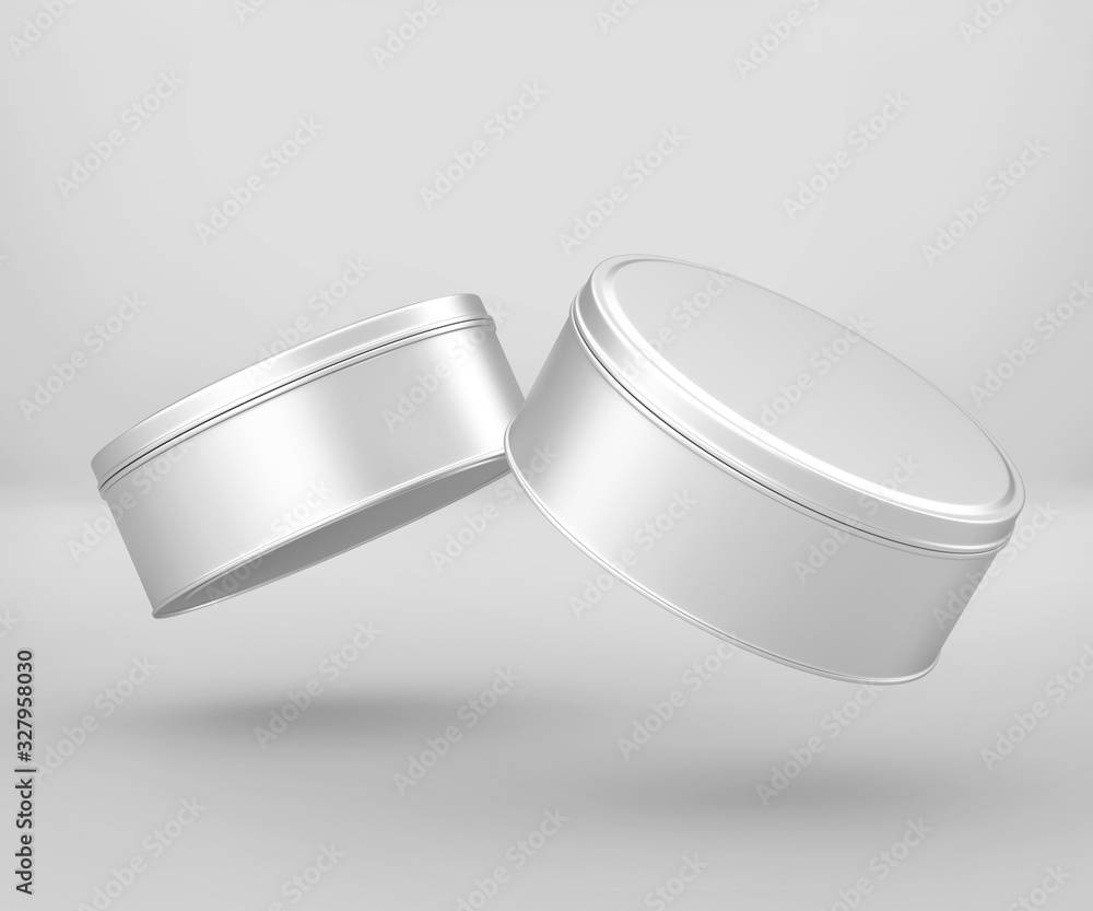 White Small Round Tin Can Mockup, Blank food Container, 3d Rendering ...