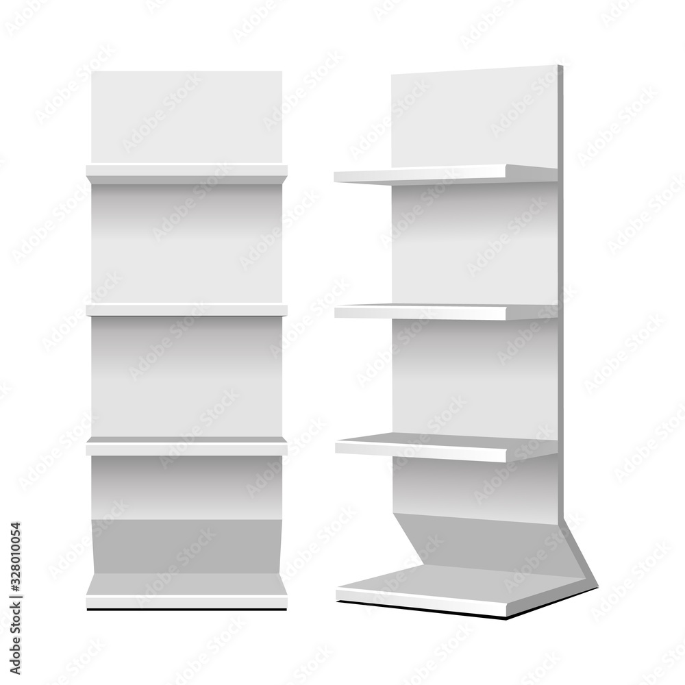 Mockup Cardboard Retail Shelves Floor Display Rack For Supermarket ...