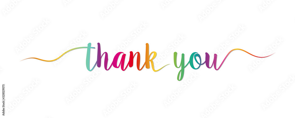 Thank You Hand Writing Colorful Text Lettering Brush Calligraphy ...