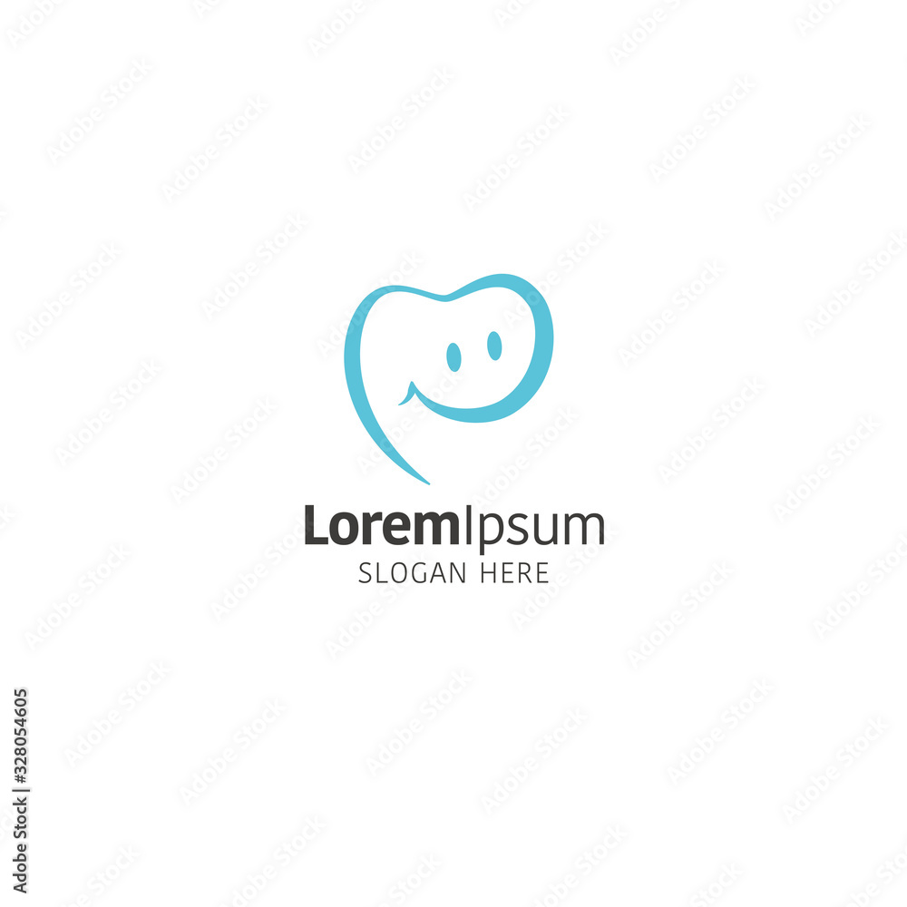 Tooth and smile logo design template on white Stock Vector | Adobe Stock