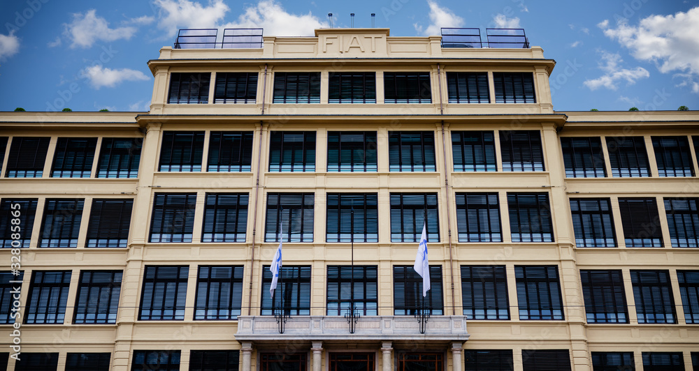 Facade of the Lingotto building, historical directional center of Fiat ...