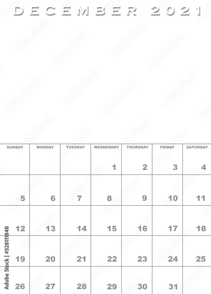 December 2021 calendar template Stock Illustration | Adobe Stock