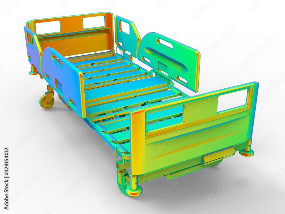 3D rendering - hospital bed finite element analysis Stock Illustration ...