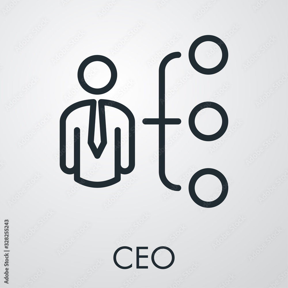 Símbolo CEO. Icono plano lineal diagrama de flujo en fondo gris Stock ...
