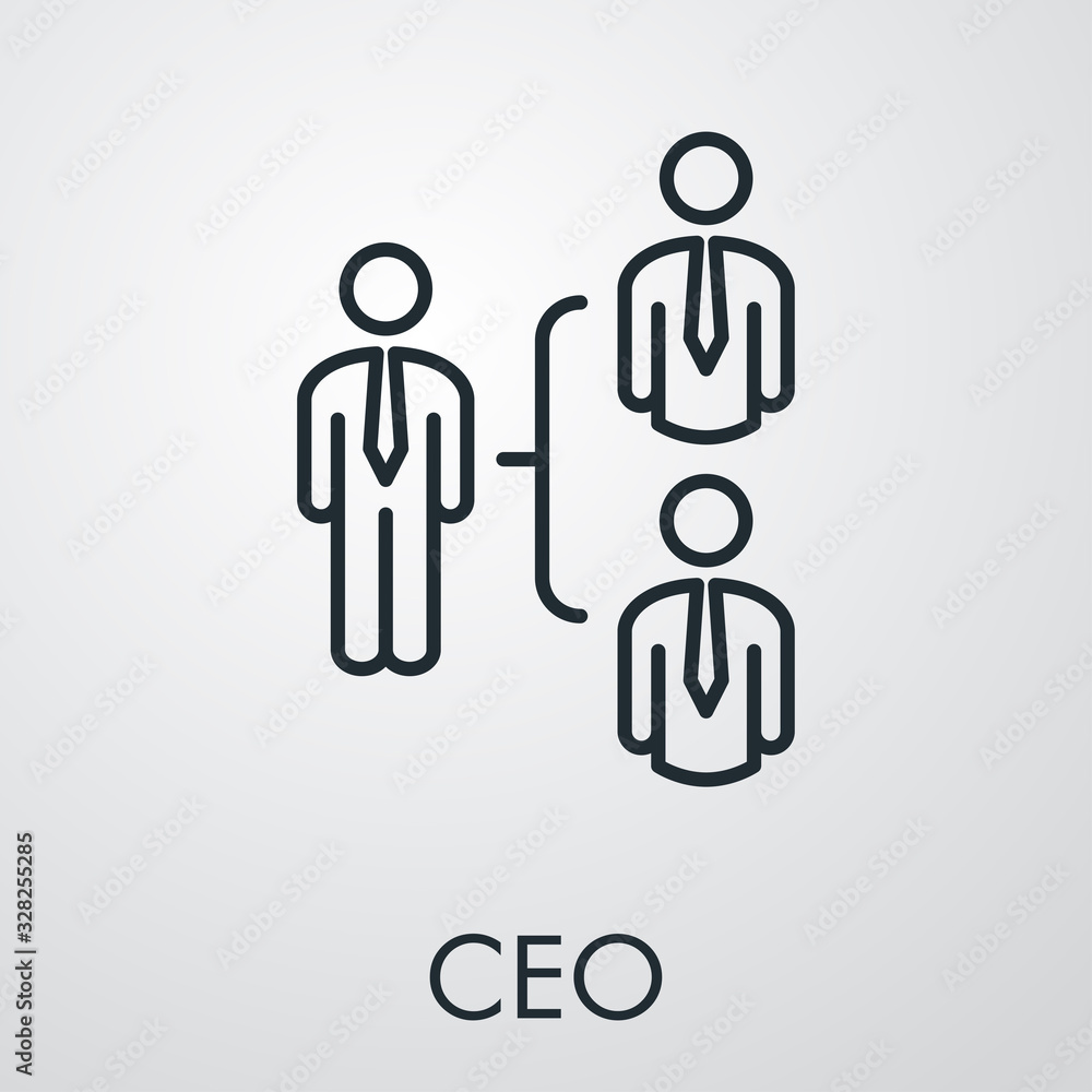 Símbolo CEO. Icono plano lineal diagrama de flujo en fondo gris Stock ...