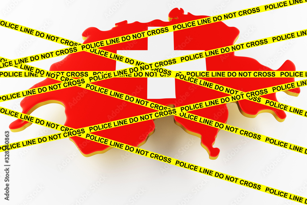 Switzerland crime concept, police investigation. 3D map of Switzerland ...