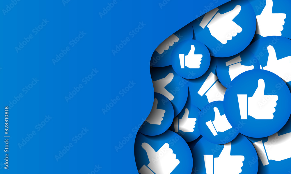 Blue background with elements of social media networks. Vector cut ...