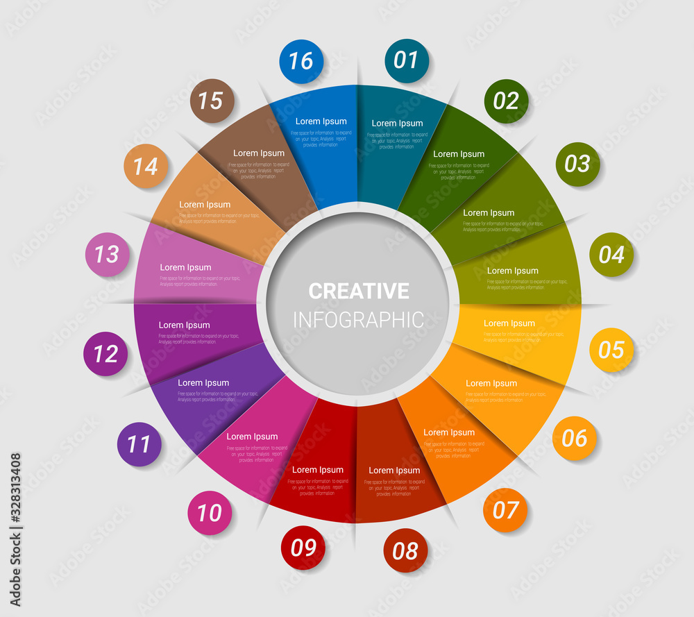 Infographic design template with numbers 16 option for Presentation ...